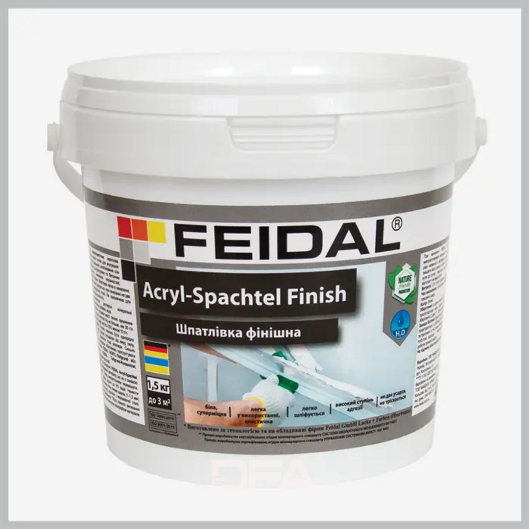 Шпатлівка фінішна Feidal Acryl-Spachtel Finish — ідеально гладкі стіни